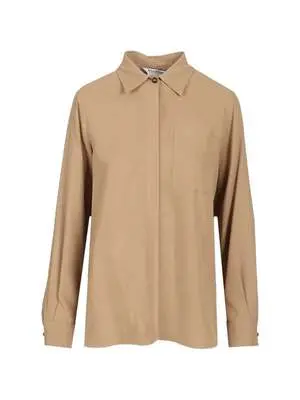 Max Mara Siamese Shirt In Washed Silk - Brown