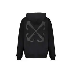 Off-White Logo Drawstring Hooded Sweatshirt - Black