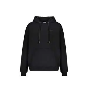 Off-White Logo Drawstring Hooded Sweatshirt - Black