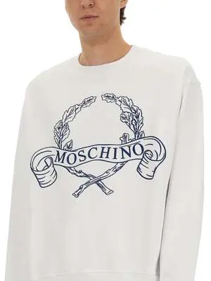 Moschino Sweatshirt With Laurel Crown Logo Embroidery - White