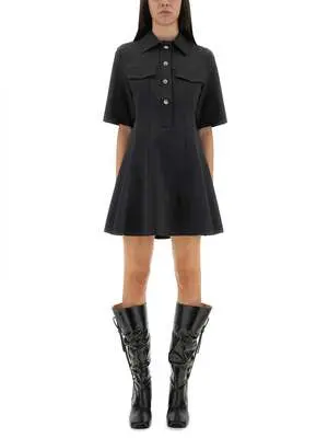 GANNI Mini Dress With Scalloped Buttons - Gray
