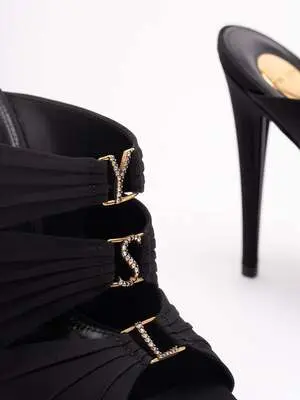 Saint Laurent Black Viscose Emilie Sandals - Multicolor