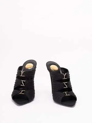 Saint Laurent Black Viscose Emilie Sandals - Multicolor