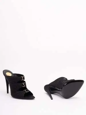 Saint Laurent Black Viscose Emilie Sandals - Multicolor