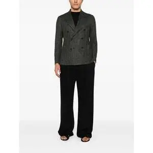 Tagliatore Grey Pinstripe Double-breasted Blazer - Gray