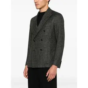 Tagliatore Grey Pinstripe Double-breasted Blazer - Gray