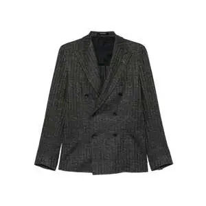 Tagliatore Grey Pinstripe Double-breasted Blazer - Gray