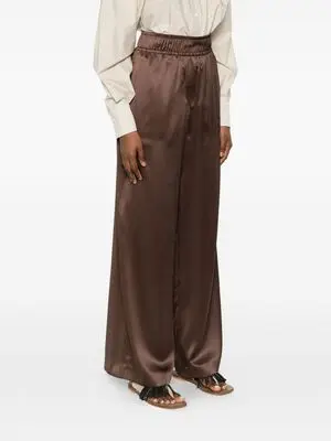Brunello Cucinelli Silk Wide Leg Trousers