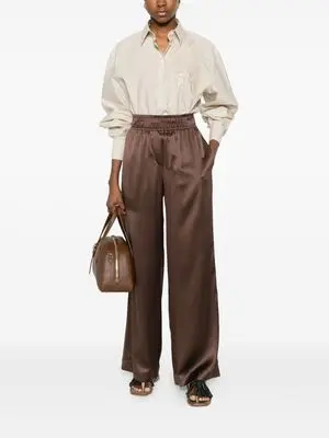 Brunello Cucinelli Silk Wide Leg Trousers - Multicolor