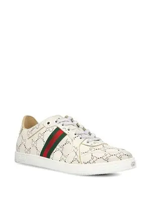 Gucci Calfskin Leather Perforated Sneakers - Multicolor
