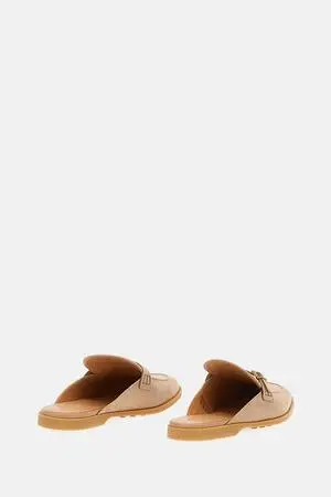 TOD'S Gommini Nubuck Mules With Decorative Buckle And Logo Charm - Multicolor