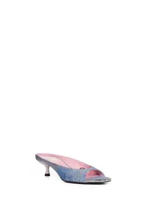 DIESEL® Jacquard Denim Mules With Metal Detail - Multicolor
