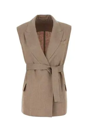 Brunello Cucinelli Linen Blend Vest - Brown