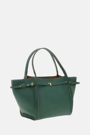TOD'S Medium Leather Shopping Bag With T Timeless Accessory - Multicolor