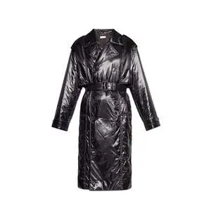 Saint Laurent Lightweight Padded Coat With Belt - Black