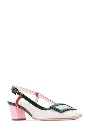 ROGER VIVIER Lacquered Buckle Sling Back Pumps
