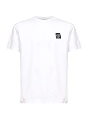 Stone Island White Slim-fit Logo Patch T-shirt - Multicolor