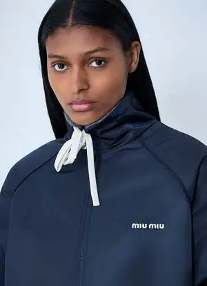 Miu Miu Technical Gazar And Fleece Bomber Jacket