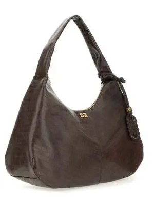 GANNI Croc Effect Hobo Bag Xxl - Brown