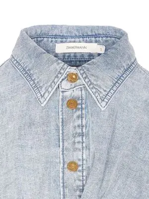 Zimmermann Rebellion Denim Top With Front Tie - Multicolor