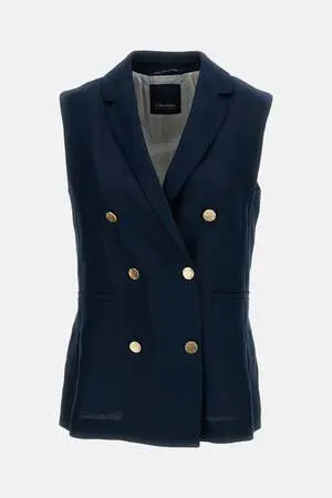 Max Mara Double-breasted Linen Vest - Multicolor