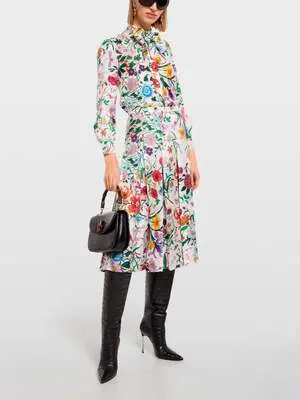 Gucci Printed Silk Twill Shirt With Bow - Multicolor