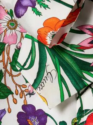 Gucci Printed Silk Twill Shirt With Bow - Multicolor