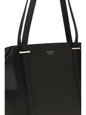 FERRAGAMO Leather Tote Bag - Black
