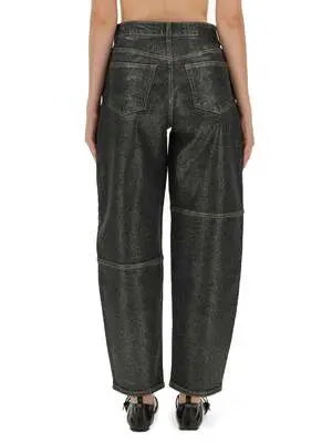GANNI Balloon Fit Jeans In Sparkling Foil - Black