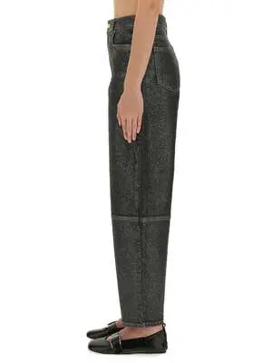 GANNI Balloon Fit Jeans In Sparkling Foil - Black