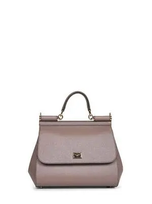 Dolce & Gabbana DOLCE & GABBANA Taupe Dauphine Leather Sicily Handbag Multicolor