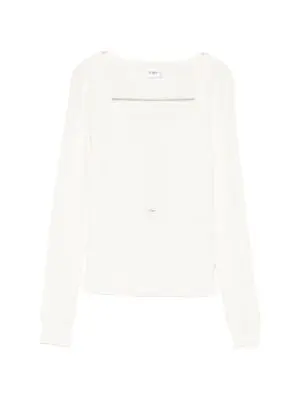 Chloé Cotton Ribbed Knit Long Sleeve Scoop Neck Sweater - Multicolor