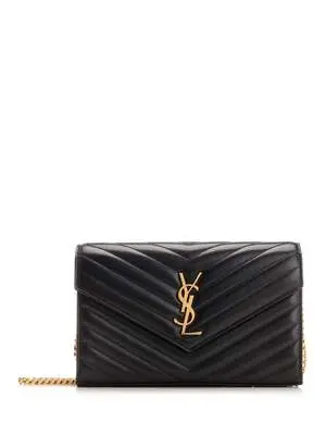 Saint Laurent Cassandre Wallet On Chain - Black