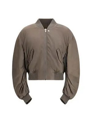 Rick Owens Secchia Bomber In Lambskin Leather - Gray