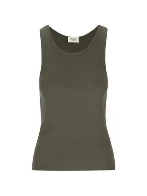 Saint Laurent Ribbed Tank Top With Embroidered Logo
