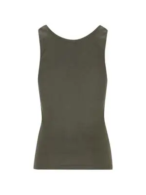 Saint Laurent Ribbed Tank Top With Embroidered Logo