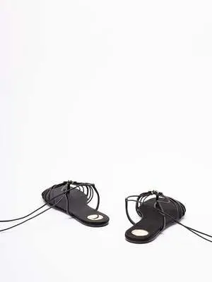 Saint Laurent Babylone Flat Sandals With Tie Fastening - Multicolor