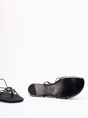 Saint Laurent Babylone Flat Sandals With Tie Fastening - Multicolor