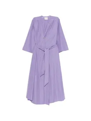 FORTE_FORTE Cotton Blend Belted Midi Dress - Multicolor