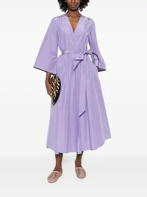 FORTE_FORTE Cotton Blend Belted Midi Dress - Multicolor