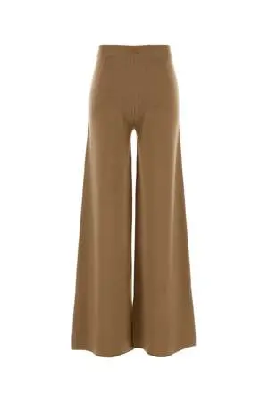 Max Mara Camel Wool Blend Wide Leg Pants - Brown