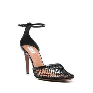 Alaïa Fishnet Ankle Strap Pumps - Black