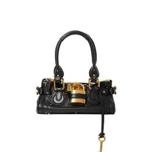 Chloé Shoulder Bag With Gold-tone Logo Plaque - Black