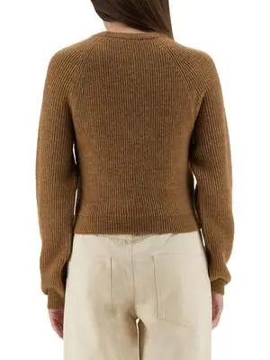 Moschino Cropped Ribbed Knit Sweater