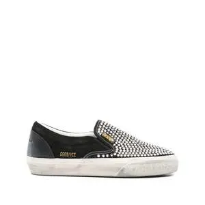 Golden Goose Black Leather Slip Sneakers For Women