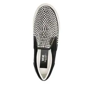 GOLDEN GOOSE Calf Suede Crystal Embellished Slip-on Trainers