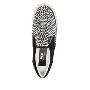 GOLDEN GOOSE Calf Suede Crystal Embellished Slip-on Trainers