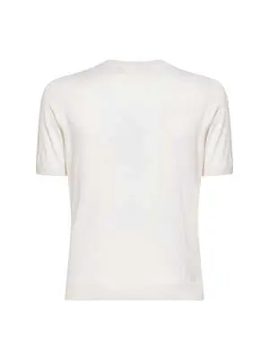 Tagliatore White Silk Knit Crewneck T-shirt - Multicolor