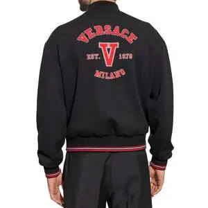Versace Patch Bomber Jacket With Zip Closure