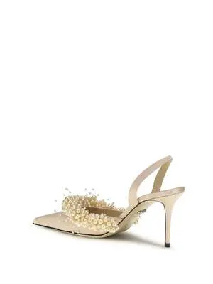 Mach & Mach Slingback Pumps With Pearls - Multicolor